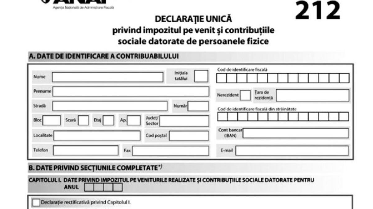25 mai 2022, termenul-limită pentru Declarația Unică. Cum se completează Fomularul 212 şi ce ...