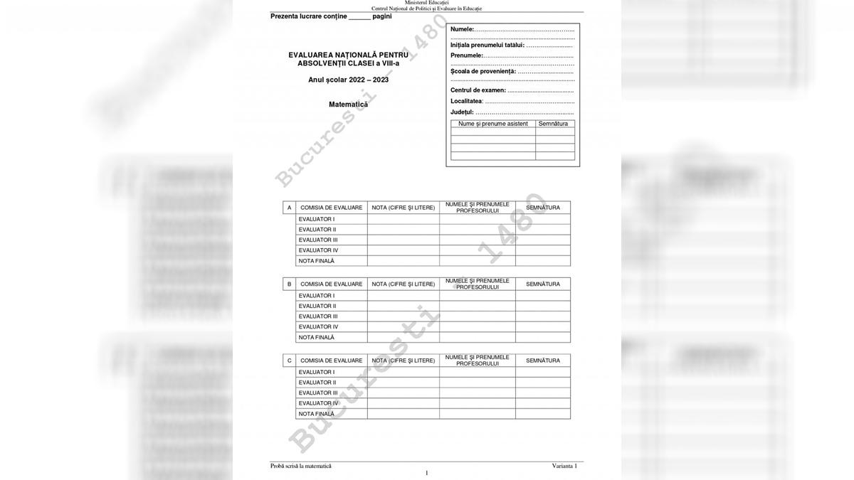 Subiectele la Matematică pentru Evaluare Naţională 2023, clasa a VIII-a ...