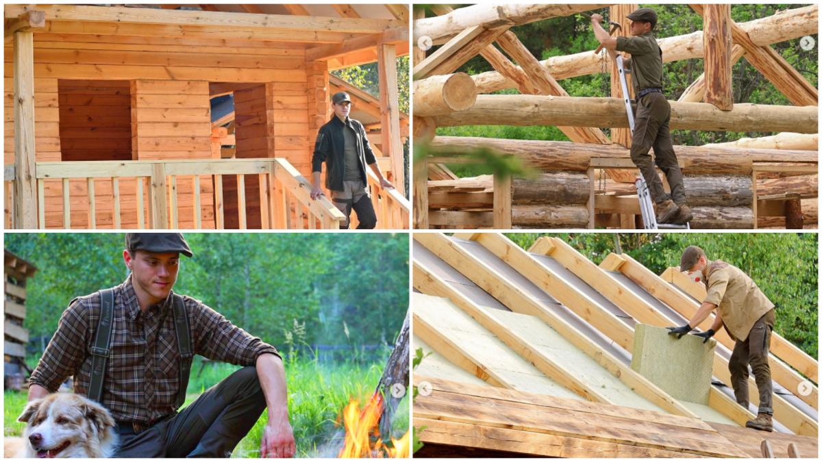 Un tânăr de 23 de ani și-a construit singur o casă cu 3.000 de euro și ce a găsit prin pădure ...