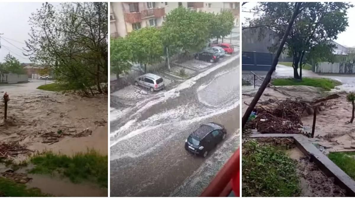 Imagini cu inundaţiile provocate de furtunile, însoţite de grindină, în ...
