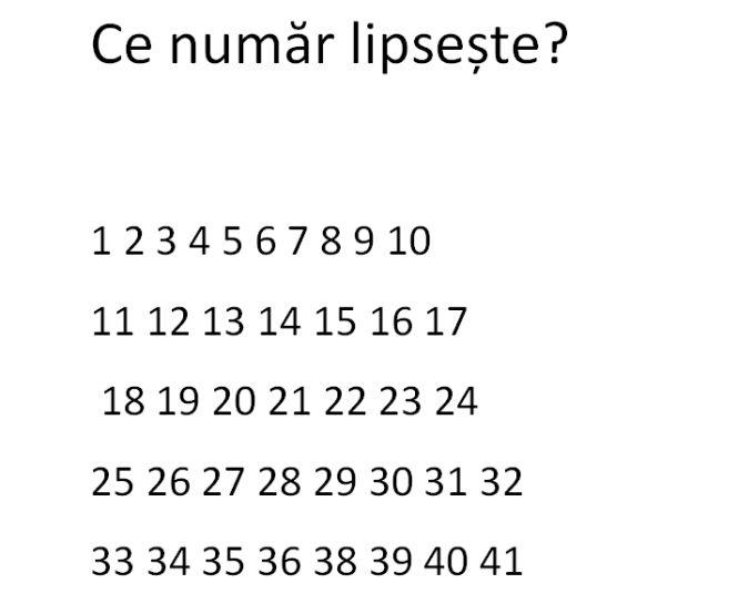 Cel mai tare test de atenție! Tu îţi dai seama ce număr lipseşte din ...