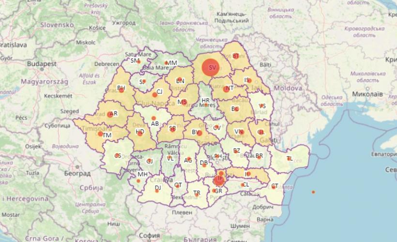 Harta celor mai afectate zone din România din cauza COVID-19. Suceava ...