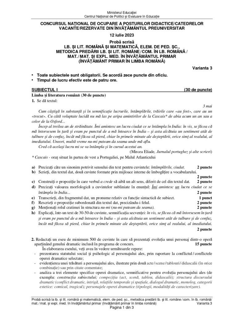 Galerie Foto - Modele de subiecte pentru Titularizare 2024 – învățători ...