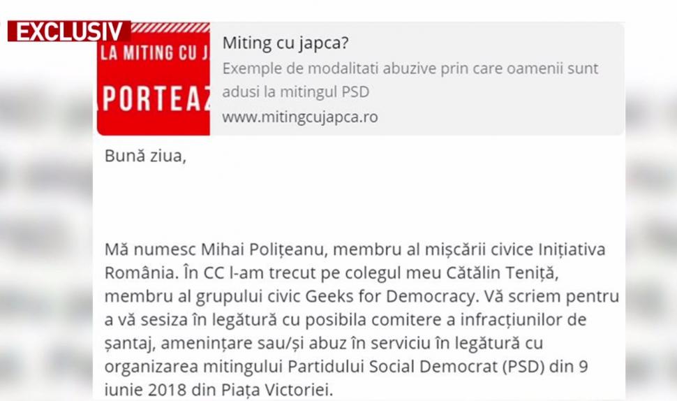 Plângere penală împotriva mitingului PSD