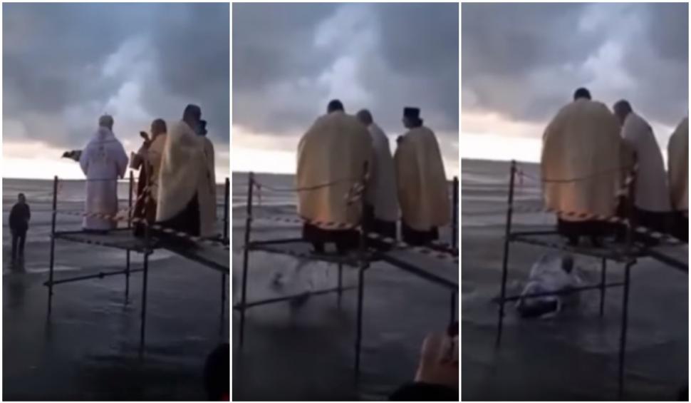 Preot român, viral pe internet, după ce cade în mare la slujba de ...