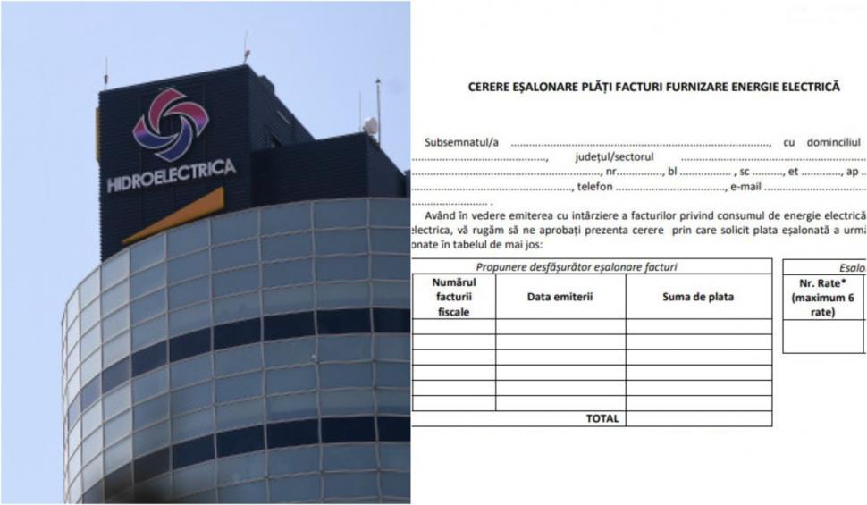 Model de cerere pentru plata în rate a facturilor Hidroelectrica. A început să vină nota de ...