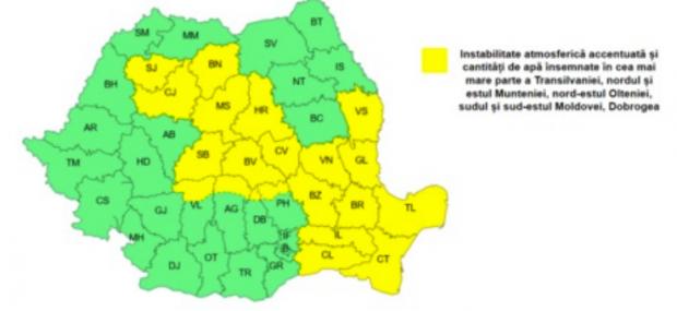 Avertizare ANM: Cod galben și Cod portocaliu de ploi torențiale ...