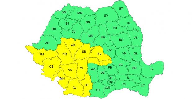 Avertizare imediată de la ANM: Cod galben de vijelii puternice în 14 ...
