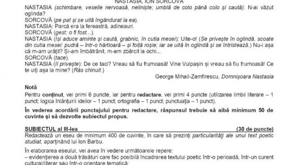 Subiectele la Limba Română de la simulare Bacalaureat 2024, profil uman ...