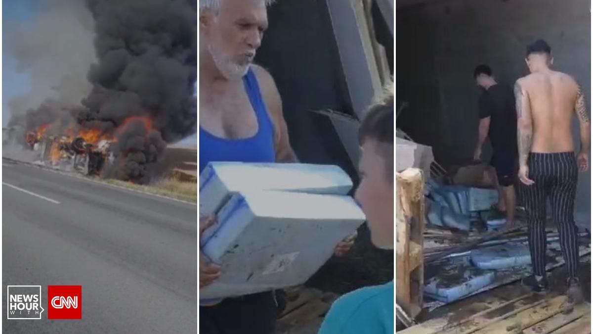 "Hai la caşcaval!" | Un TIR plin cu caşcaval, care a luat foc şi s-a ...